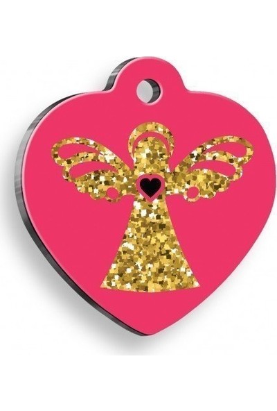 Pet Tag Art Pembe Işıltılı Melek Kalp Şekilli Kedi Köpek Künyesi Pet Tag Art Pembe Işıltılı Melek Kalp Şekilli Kedi Köpek Künyesi