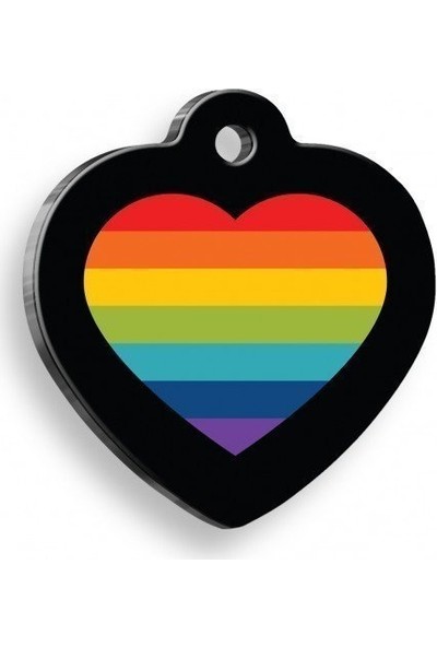 Pet Tag Art Kalp Gökkuşağı Kalp Şekilli Kedi ve Köpek Künyesi