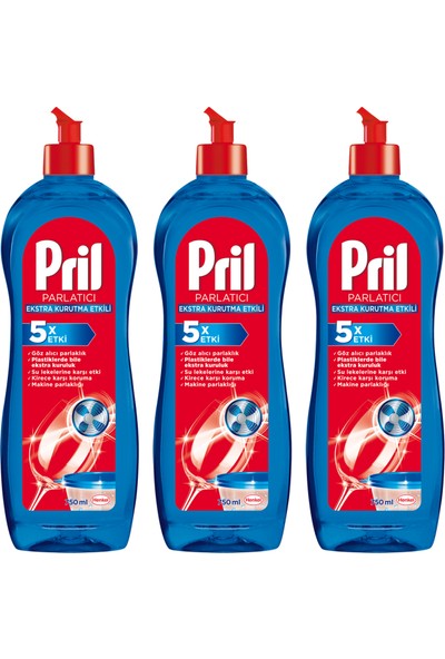 Pril Ekstra Kurutma Etkili Bulaşık Makinesi Parlatıcısı 5 Etki 750 ml x 3 Pril Ekstra Kurutma Etkili Bulaşık Makinesi Parlatıcısı 5 Etki 750 ml x 3