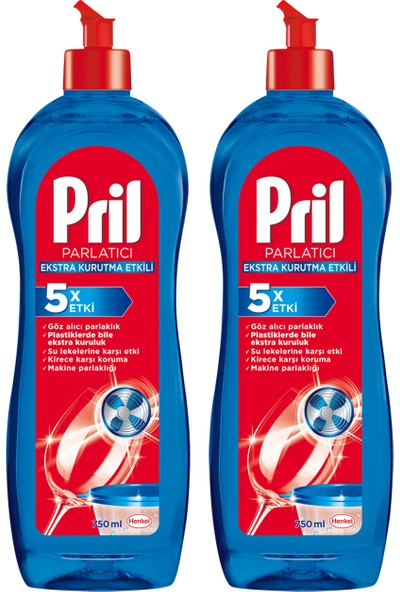 Pril Ekstra Kurutma Etkili Bulaşık Makinesi Parlatıcısı 5 Etki 750 ml x 2 Pril Ekstra Kurutma Etkili Bulaşık Makinesi Parlatıcısı 5 Etki 750 ml x 2