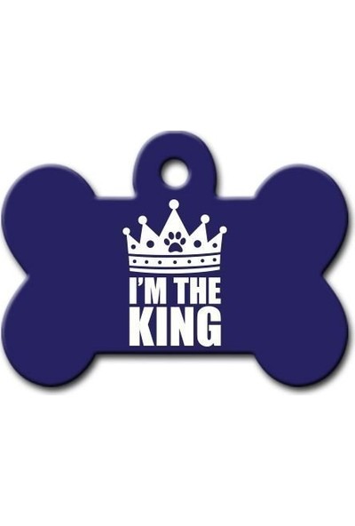 Pet Tag Art I'm The King Kemik Köpek Künyesi