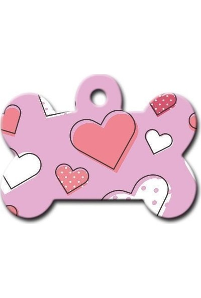 Pet Tag Art Kalp Desenli Kemik Köpek Künyesi