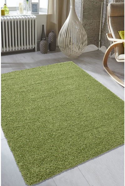 Gala Halı 1500A Yeşil Modern Desenli Shaggy Halı