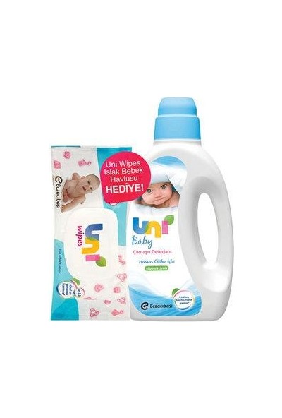 Uni Baby Çamaşır Deterjanı 1500 ml +Uni Wipes Islak Havlu