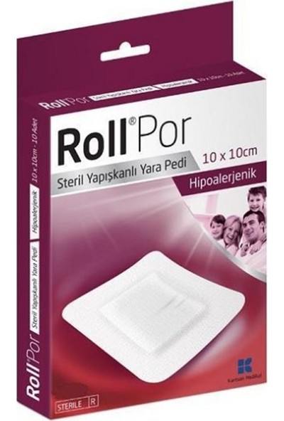 Roll Por 10x10 cm 10'lu Steril Yapışkanlı Yara Pedi Roll Por 10x10 cm 10'lu Steril Yapışkanlı Yara Pedi