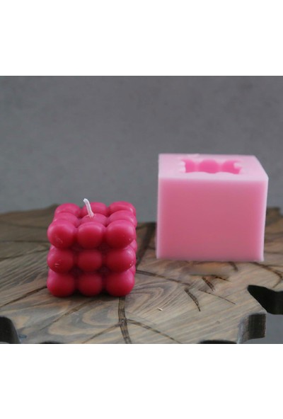 Somut Istanbul 2'li Büyük-Küçük Set Bubble Mum Kalıbı Küp Kare