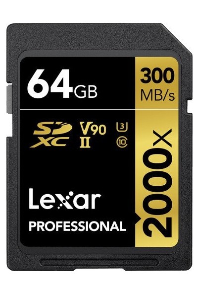 Lexar 64GB 2000X Sd Hafıza Kartı Uhs-Iı C10 V90 4K U3 (300MB/S)