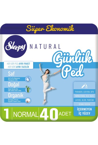 Sleepy Natural Günlük Ped Normal 40 Adet Sleepy Natural Günlük Ped Normal 40 Adet