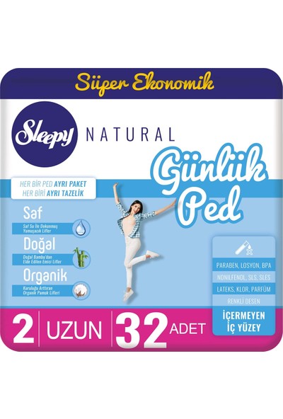 Sleepy Natural Günlük Ped Uzun 32 Adet