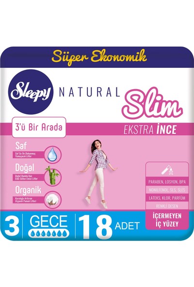 Sleepy Natural Slim Ekstra Ince Gece 18 Ped Sleepy Natural Slim Ekstra Ince Gece 18 Ped