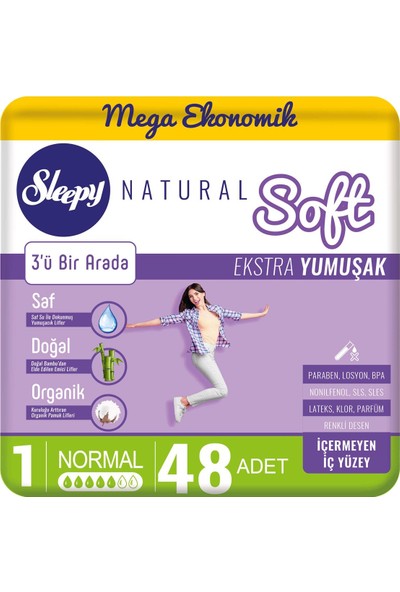 Sleepy Natural Soft Ekstra Yumuşak Normal 48 Ped Sleepy Natural Soft Ekstra Yumuşak Normal 48 Ped