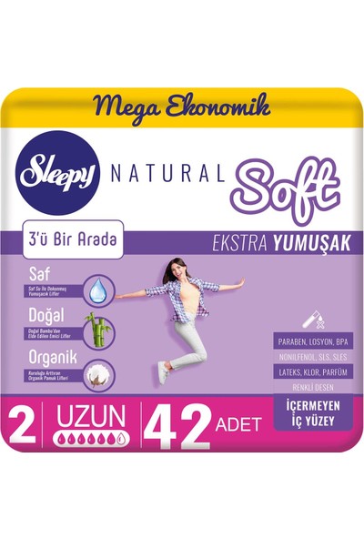 Sleepy Natural Soft Ekstra Yumuşak Uzun 42 Ped Sleepy Natural Soft Ekstra Yumuşak Uzun 42 Ped