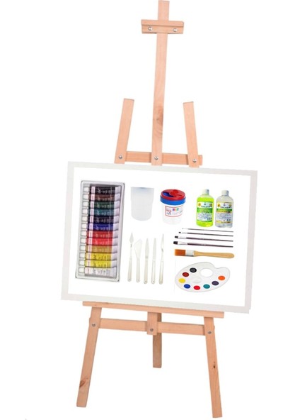 Cem Monalisa Yağlı Boya Başlangıç Seti Gürgen Şövale Ahşap