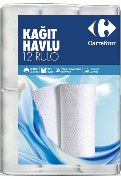 Carrefour Çift Katlı Kağıt Havlu 12'li Carrefour Çift Katlı Kağıt Havlu 12'li