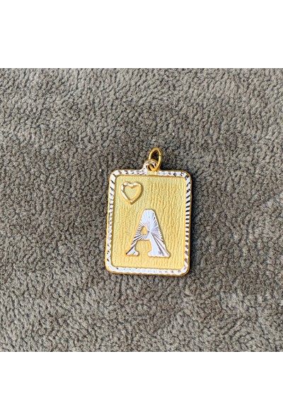 BayarGold 14 Ayar Altın Nostaljik Kare A Harfli Kolye Ucu