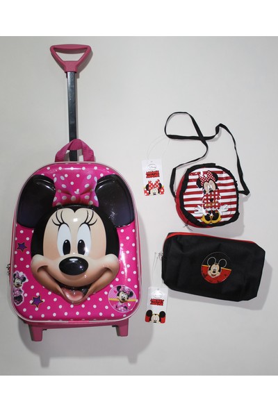 Minnie Mouse Kreş Anaokul Çekçekli Sırt Çantası-Lisanslı Kalemlik-Lisanslı Mini Kol Çantası Seti Minnie Mouse Kreş Anaokul Çekçekli Sırt Çantası-Lisanslı Kalemlik-Lisanslı Mini Kol Çantası Seti