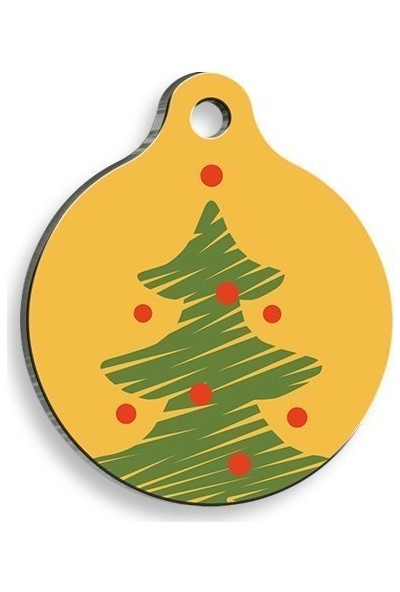 Pet Tag Art Christmas Serisi Art Tree Yuvarlak Kedi ve Köpek Künyesi