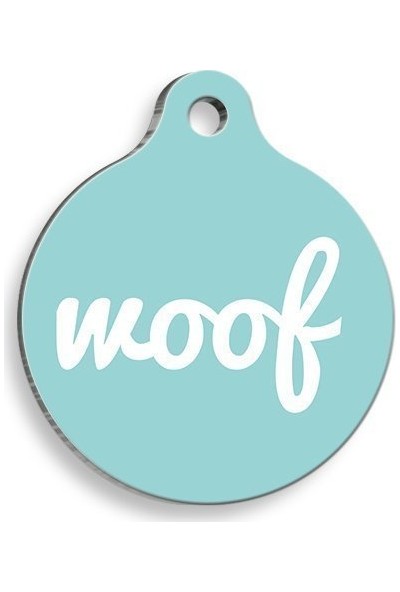 Pet Tag Art Mavi Woof Yuvarlak Köpek Künyesi