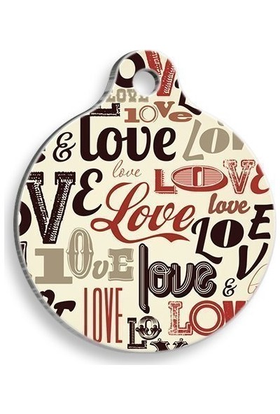 Pet Tag Art Vintage Love Yuvarlak Kedi ve Köpek Künyesi Pet Tag Art Vintage Love Yuvarlak Kedi ve Köpek Künyesi