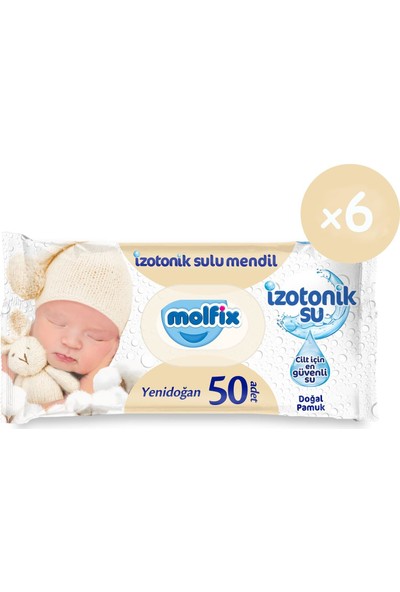 Molfix Izotonik Sulu Islak Mendil Yenidoğan 50'li x 6 Paket Molfix Izotonik Sulu Islak Mendil Yenidoğan 50'li x 6 Paket