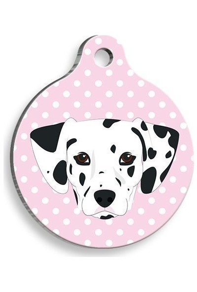 Pet Tag Art Pembe Puantiyeli Dalmaçyalı Yuvarlak Köpek Künyesi Pet Tag Art Pembe Puantiyeli Dalmaçyalı Yuvarlak Köpek Künyesi