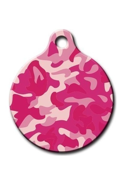 Pet Tag Art Pembe Kamuflaj Desenli Yuvarlak Kedi Köpek Künyesi Pet Tag Art Pembe Kamuflaj Desenli Yuvarlak Kedi Köpek Künyesi