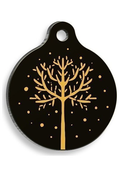 Pet Tag Art Christmas Serisi Black&yellow Tree Yuvarlak Kedi ve Köpek Künyesi Pet Tag Art Christmas Serisi Black&yellow Tree Yuvarlak Kedi ve Köpek Künyesi