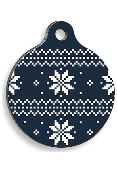 Pet Tag Art Christmas Serisi Black&white Pattern Yuvarlak Kedi ve Köpek Künyesi