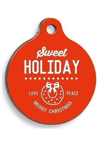 Pet Tag Art Christmas Serisi Sweet Holiday Yuvarlak Kedi ve Köpek Künyesi