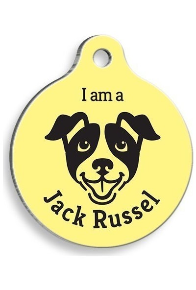Pet Tag Art Sarı Jack Russel Yuvarlak Köpek Künyesi