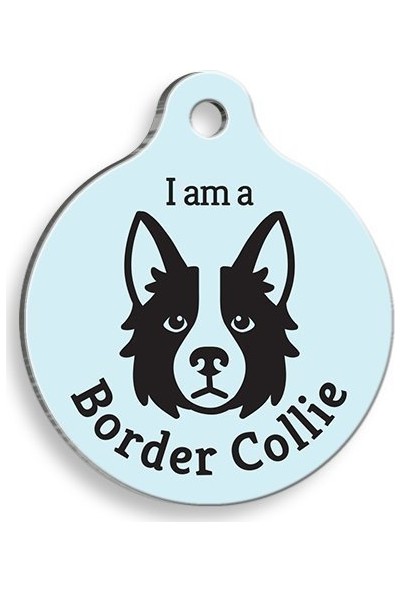Mavi Border Collie Yuvarlak Köpek Künyesi