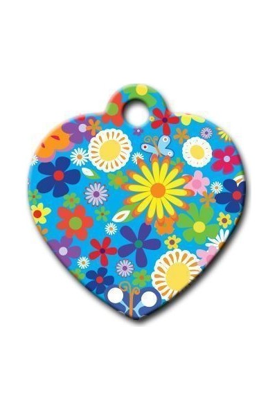 Çiçek Desenli Kalp Kedi Köpek Künyesi