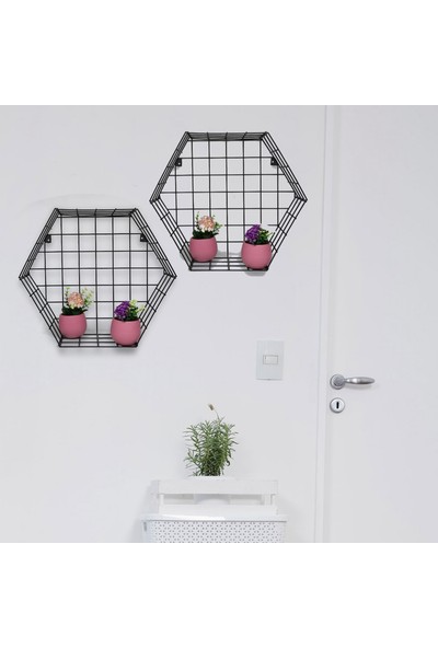 Wess Dizayn Altıgen Metal Duvar Rafı 2 ‘li Çiçeklik WD-252 Wess Dizayn Altıgen Metal Duvar Rafı 2 ‘li Çiçeklik WD-252