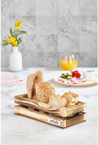 Enfute Basil Ahşap Kasa Ekmeklik Sunum Standı Enfute Basil Ahşap Kasa Ekmeklik Sunum Standı