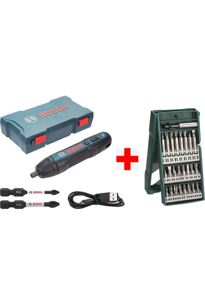 Bosch Go 2 Akülü Vidalama Şarjlı Tornavida + 25 Parça Vidalama Ucu Seti Bosch Go 2 Akülü Vidalama Şarjlı Tornavida + 25 Parça Vidalama Ucu Seti