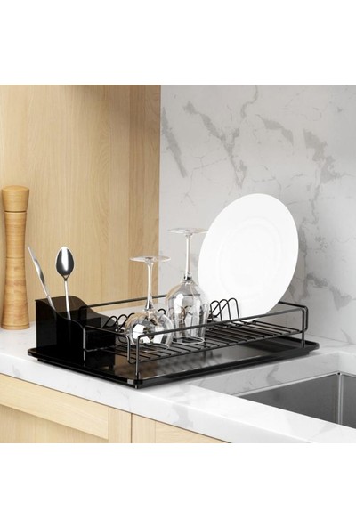 Geseus Home Tek Katlı Tabaklık Bulaşıklık Mat Siyah KB006S