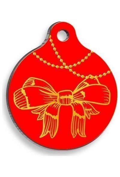 Pet Tag Art Christmas Serisi Red Gift Yuvarlak Kedi ve Köpek Künyesi