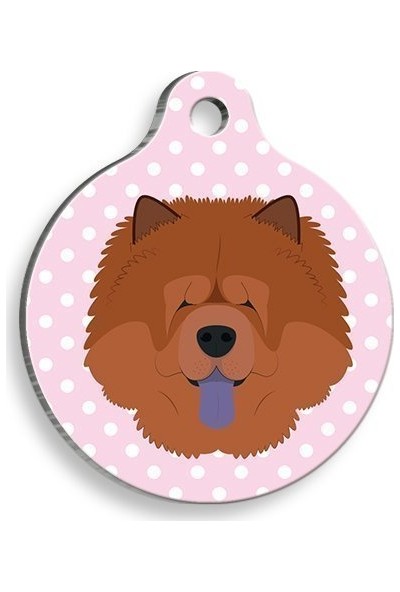 Pet Tag Art Pembe Puantiyeli Çov-Çov Yuvarlak Köpek Künyesi Pet Tag Art Pembe Puantiyeli Çov-Çov Yuvarlak Köpek Künyesi