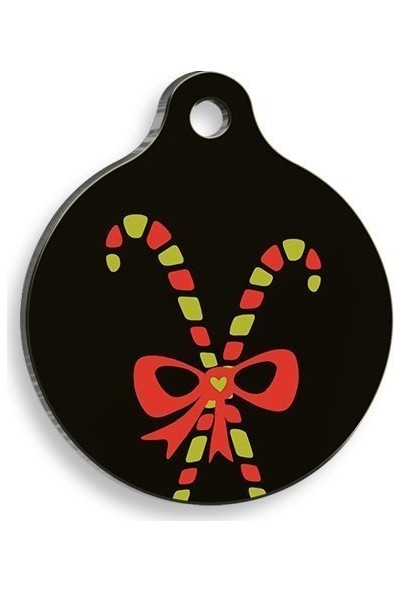 Pet Tag Art Christmas Serisi Black Gift Yuvarlak Kedi ve Köpek Künyesi