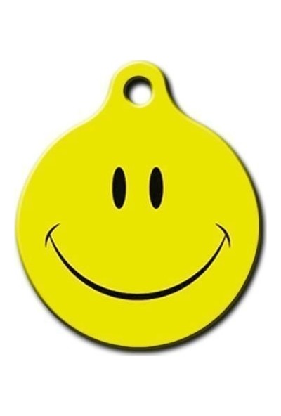 Pet Tag Art Gülen Yüz Desenli Yuvarlak Kedi Köpek Künyesi