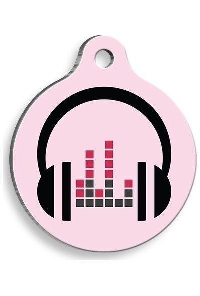 Pet Tag Art Kulaklıklı Yuvarlak Kedi ve Köpek Künyesi