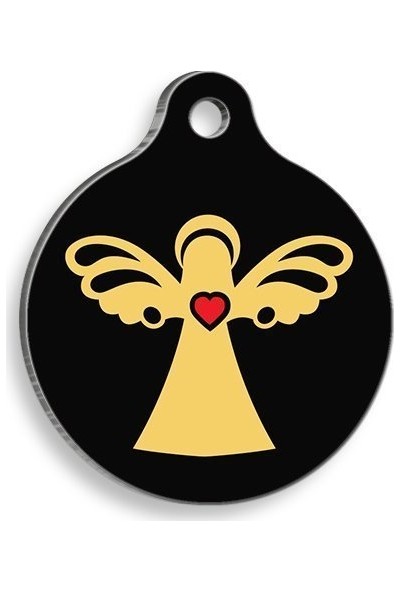 Pet Tag Art Kalpli Melek Yuvarlak Kedi ve Köpek Künyesi