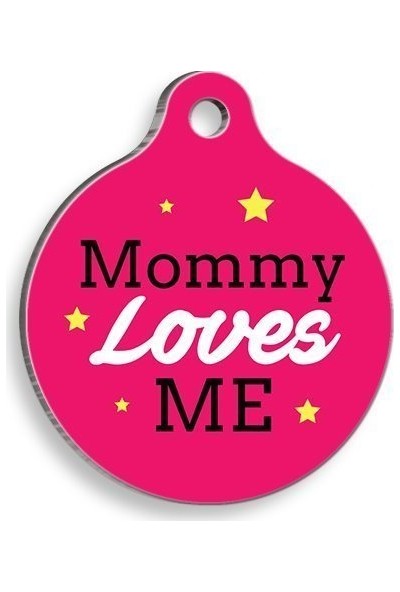 Pet Tag Art Annem Beni Seviyor Pembe Yuvarlak Kedi ve Köpek Künyesi Pet Tag Art Annem Beni Seviyor Pembe Yuvarlak Kedi ve Köpek Künyesi