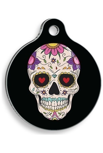 Pet Tag Art Kurukafa Yuvarlak Kedi ve Köpek Künyesi