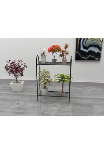 Uyan Ev Ürünleri Garden 2 Dekoratif Amaçlı 2 Raflı Saksılık Metal Çiçeklik