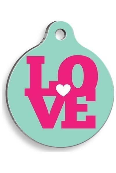 Pet Tag Art Love Yazılı Yuvarlak Kedi ve Köpek Künyesi