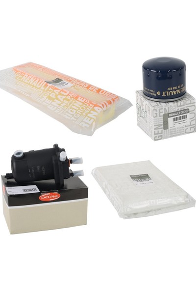 Mais Renault Clio 2 1.5 Dcı Filtre Bakım Seti ( Hava Filtresi - Yağ Filtresi - Yakıt Filtresi - Polen Filtresi )