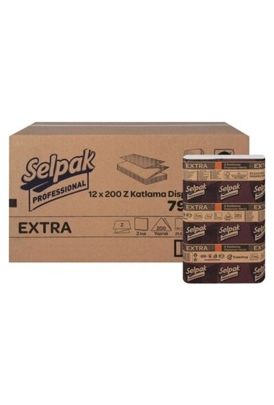 Selpak Extra Z Katlı Kağıt Havlu 12 Paket 200'LÜ