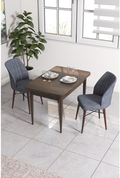 Rovena Lera Serisi Barok Ahşap Ayaklı Sabit Masa Takımı +2 Adet Sandalye