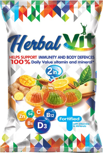 Tayaş Herbal Vit Vitamin & Mineral Katkılı Meyve Dolgulu Sert Şeker 90 G.